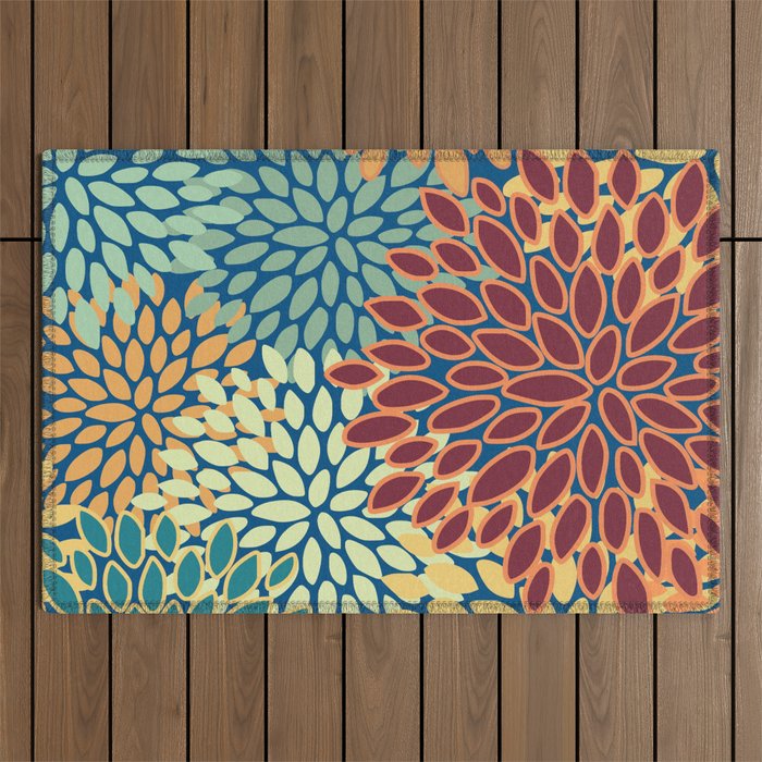 Festive Floral Prints, Red, Teal, Yellow, Orange, Colourful Prints Out ...
