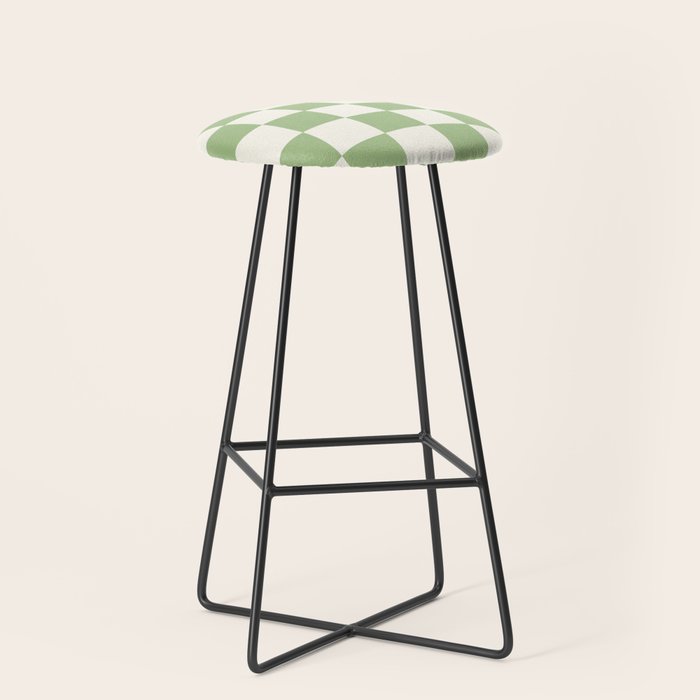 Checkerboard Check Checkered Pattern in Light Sage Green and Cream Sto ...