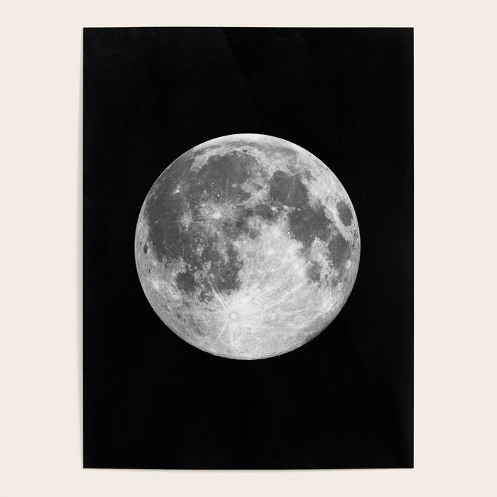 Full Moon print black-white photograph new lunar eclipse poster bedroo ...