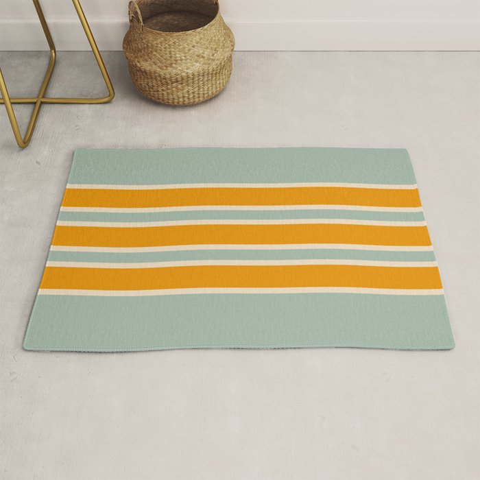 70s Style Mint Orange White Retro Stripes Pomona Rug – Society6