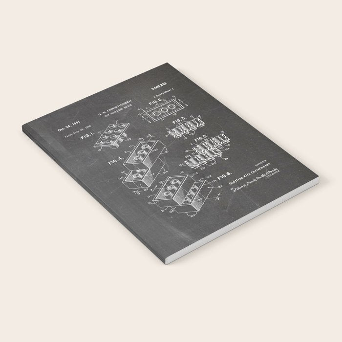 Legos Patent - Legos Brick Art - Black Chalkboard Notebook – Society6