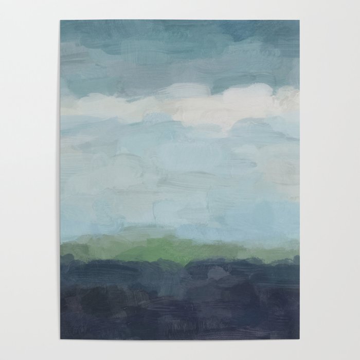 Sunday Afternoon - Navy Teal Aqua Sky Blue Green Abstract Art Painting ...