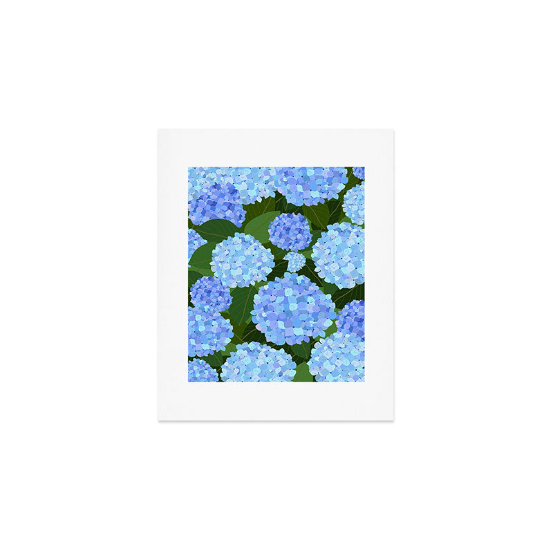Light Blue Hydrangeas, Preppy Modern Flowers, Botanical, Floral Art Pr ...