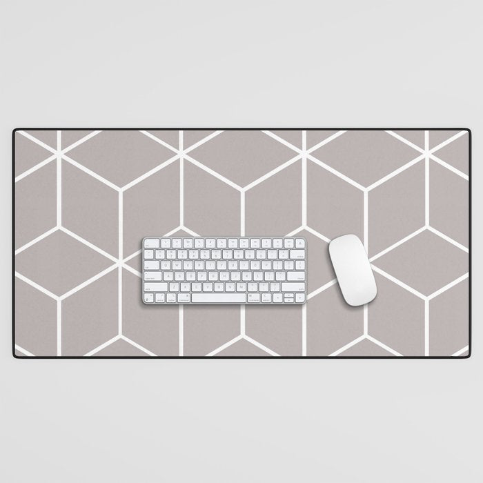 Cube Geometric 03 Grey Desk Mat – Society6