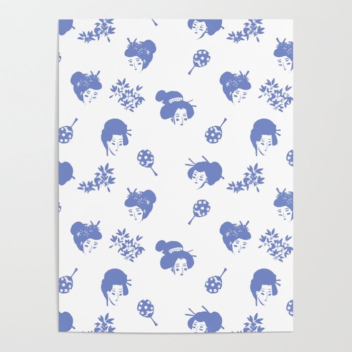 Light blue japanese pattern Poster – Society6