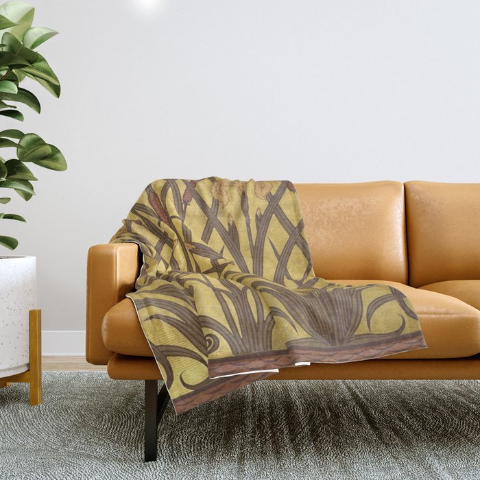 Walter Crane Rush & Iris Art Nouveau Throw Blanket – Society6