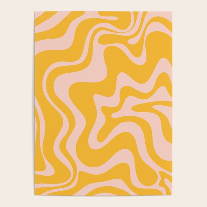 Liquid Swirl Retro Abstract Pattern in Mustard Orange and Light Blush ...