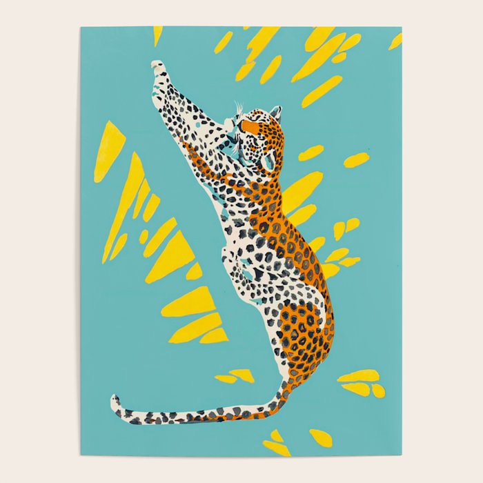 Vintage Colorful Pop Art Leopard Animal Print Poster – Society6