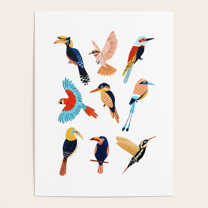 Tropical Jungle Birds Poster – Society6