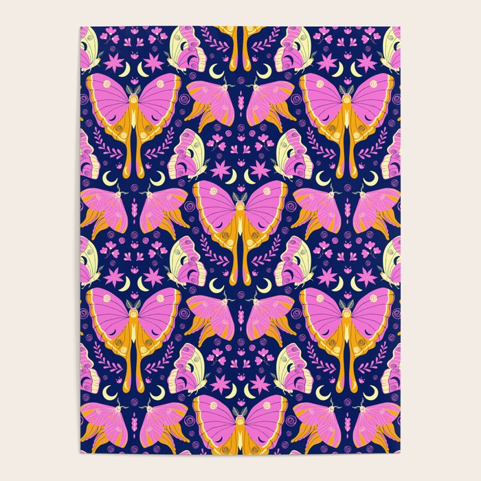 Purple Violet Luna Moths Poster – Society6