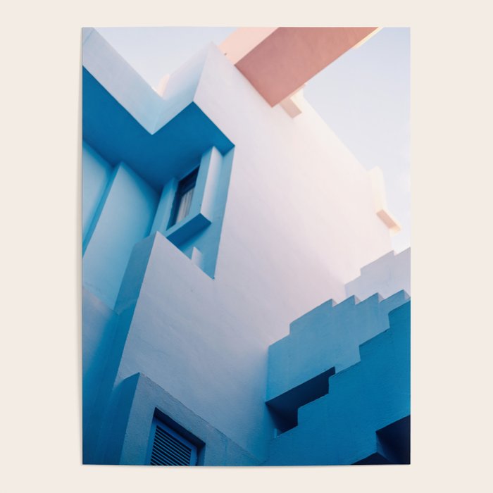 Muralla Roja blue and pink geometric walls Poster – Society6