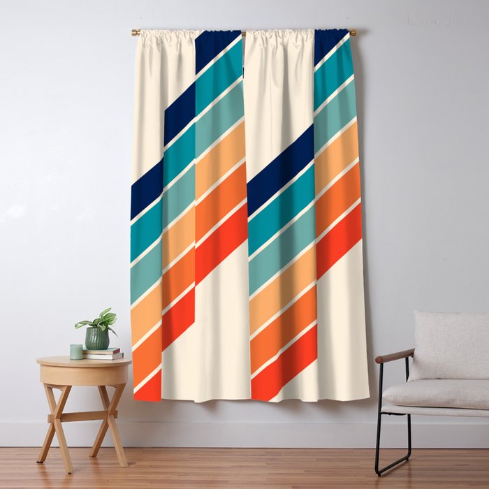 Karanda - 70s Style Classic Retro Stripes Window Curtain – Society6