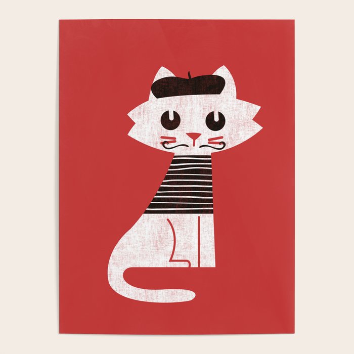 Mark the cat goes to Paris Poster – Society6