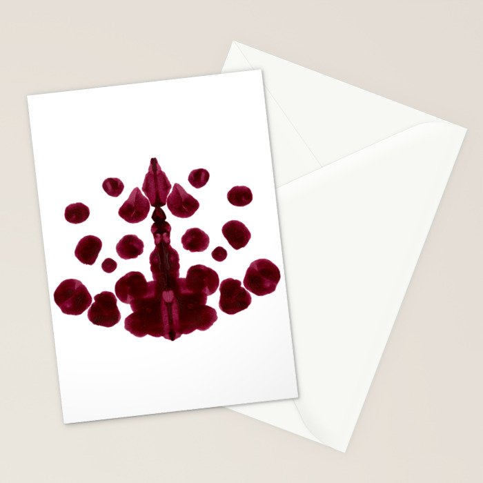 Burgundy Inkblot Pattern Rorschach Test Stationery Card – Society6