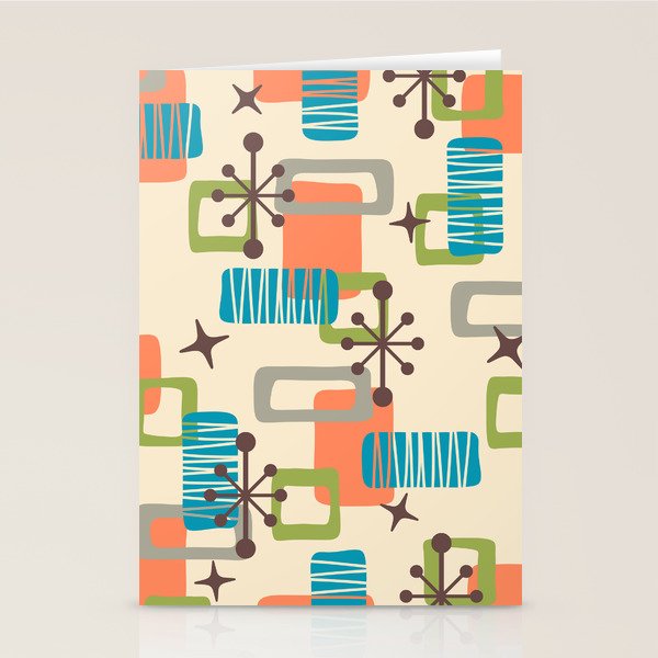 Mid Century Modern Atomic Decoration 243 Kitsch Stationery Card – Society6