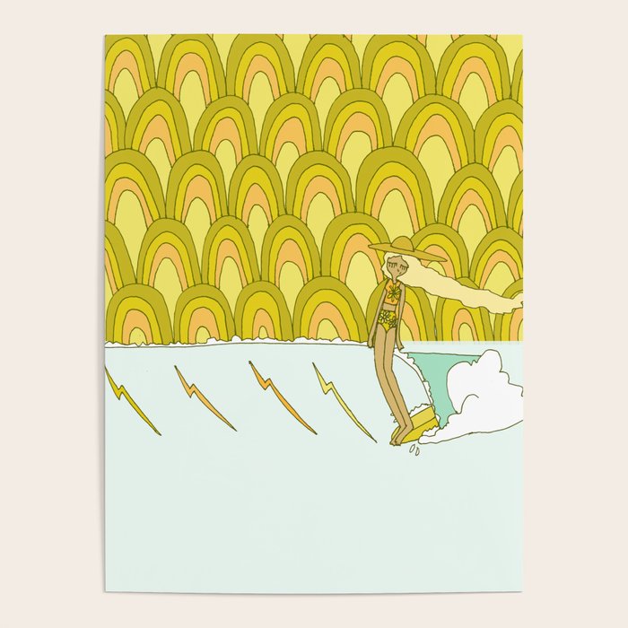 retro rainbow daydreams lady slide // retro surf art by surfy birdy Po ...