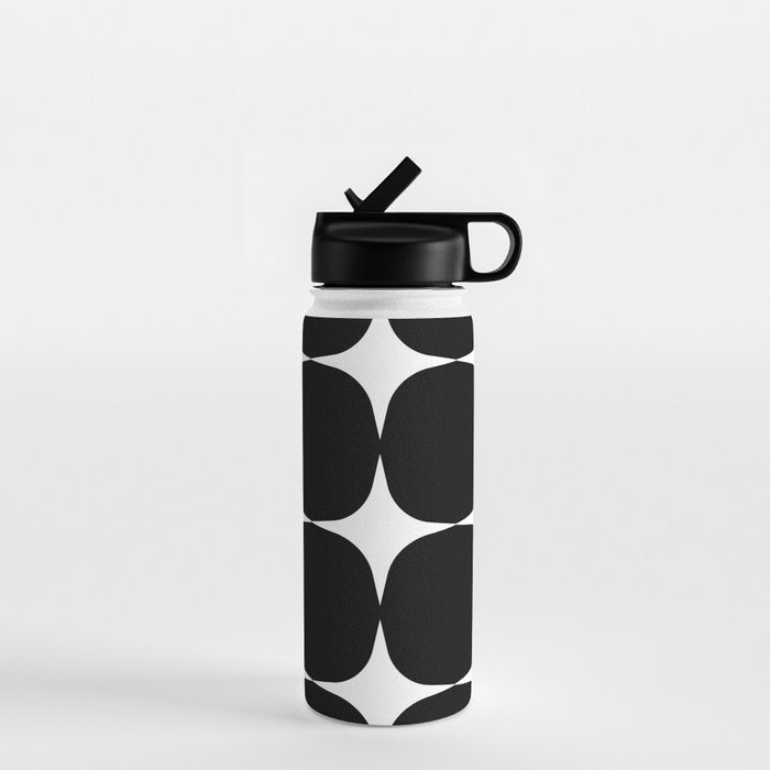 Retro '50s Shapes in Black and White Water Bottle – Society6