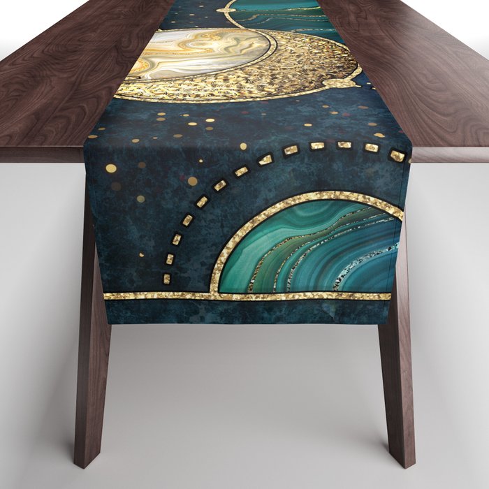 Celestial Starry Emerald Gold Cosmos Table Runner – Society6