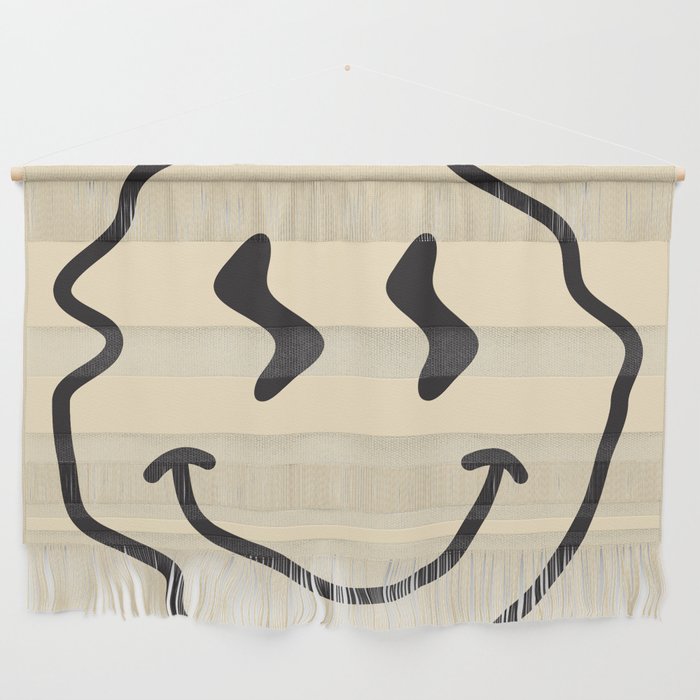 Wonky Smiley Face - Black and Cream Wall Hanging – Society6