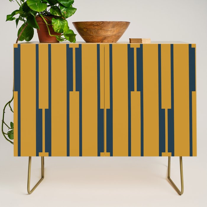 Geo Chain Dark Mustard and Navy Blue Geometric Block Stripes Vertical ...