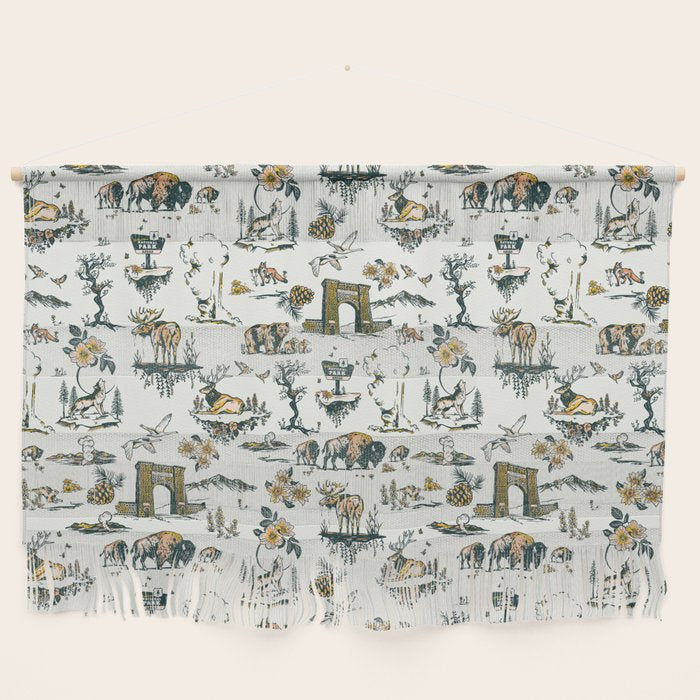 Yellowstone National Park Travel Pattern Design Wall Hanging – Society6
