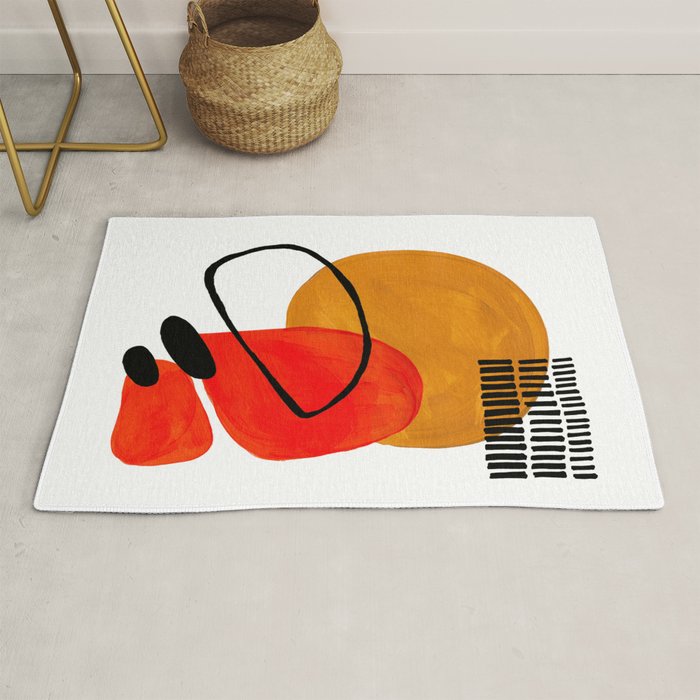 Mid Century Modern Abstract Vintage Pop Art Space Age Pattern Orange Y ...