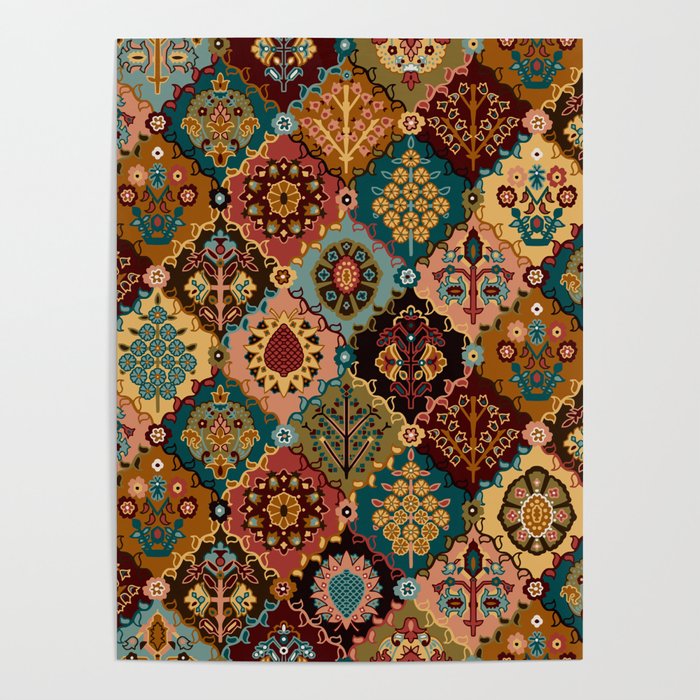 Oriental granny squares Poster – Society6