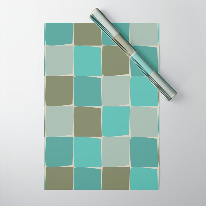 Flux Midcentury Modern Check Grid Pattern in Vintage Olive Green and T ...