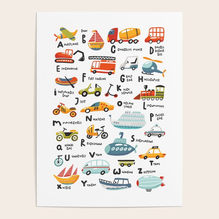 Beep Beep Alphabet Poster – Society6