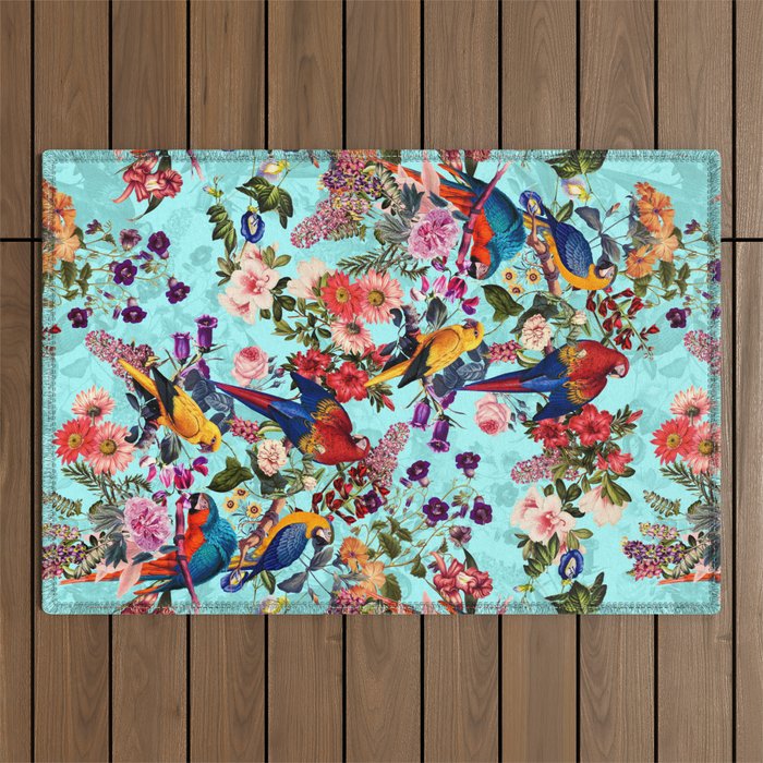 Floral and Birds XI Outdoor Rug – Society6
