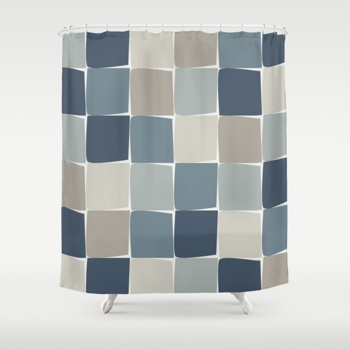 Flux Midcentury Modern Check Grid Pattern in Neutral Blue Gray Tones S ...