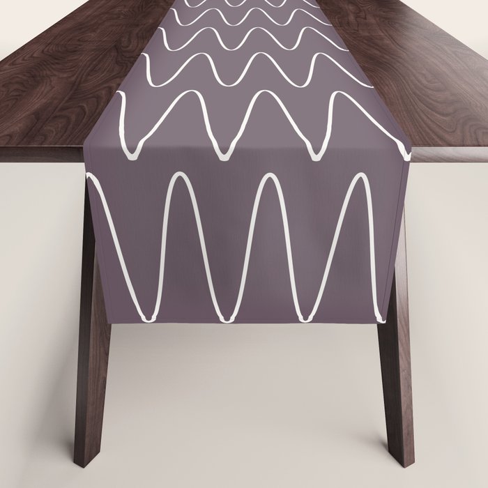 Curved Line Art in Dark Plum Table Runner – Society6