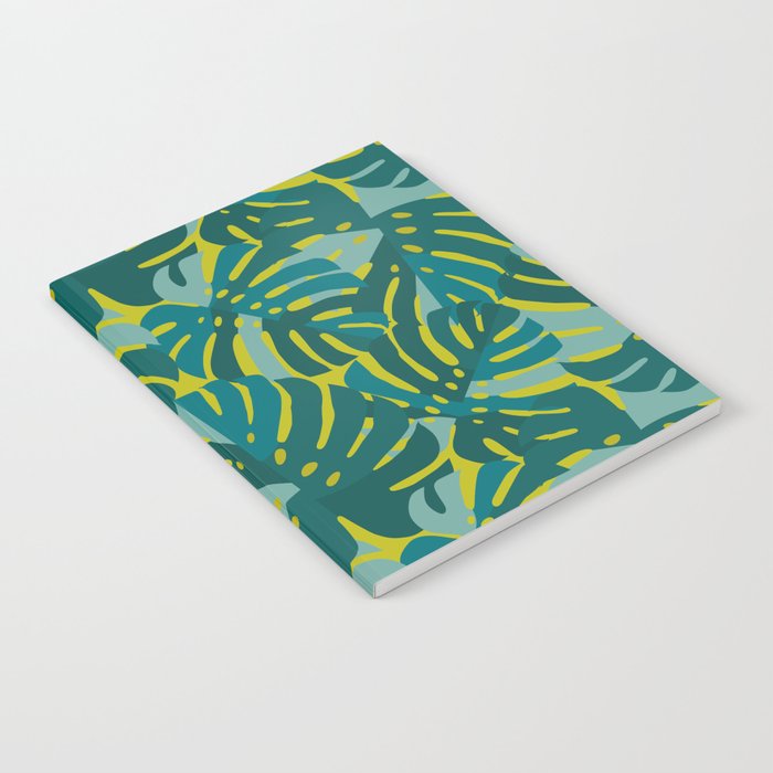 Monstera Leaves in Teal Notebook – Society6