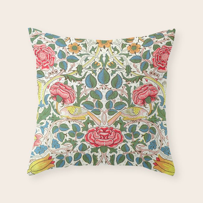 William Morris Rose 1883 Vintage Floral Throw Pillow – Society6