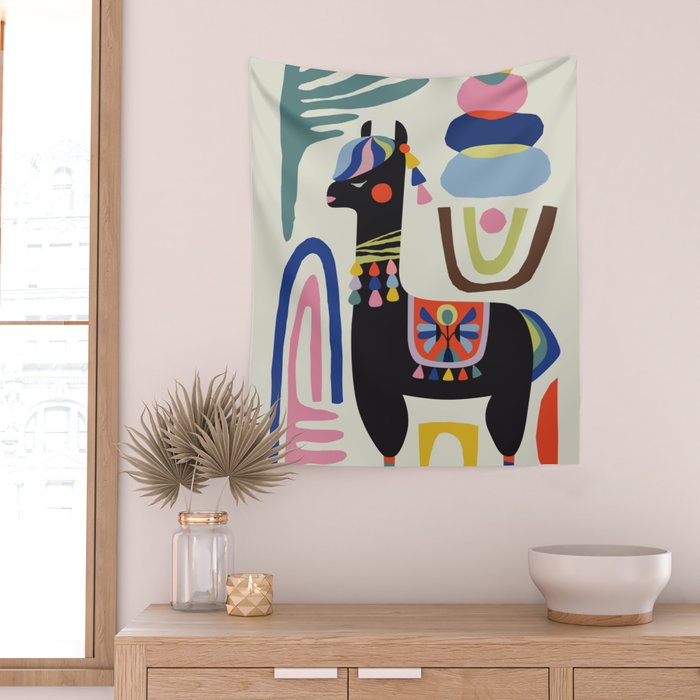 Mid Century Modern Llama Wall Tapestry – Society6