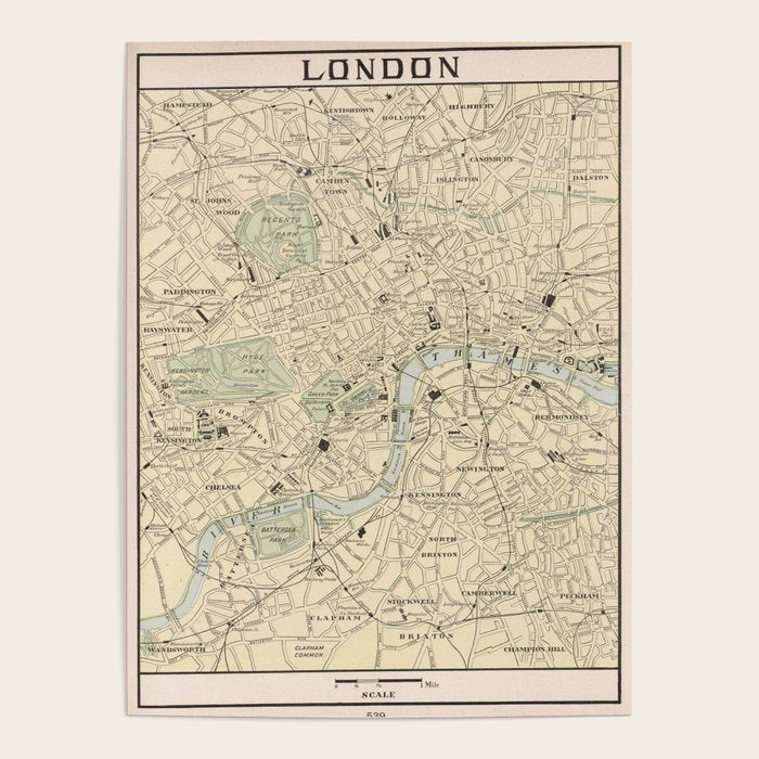 Vintage Map of London England (1901) Poster – Society6