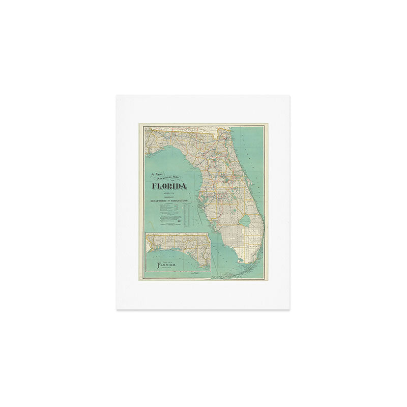 Vintage Florida Map (1916) Art Print – Society6