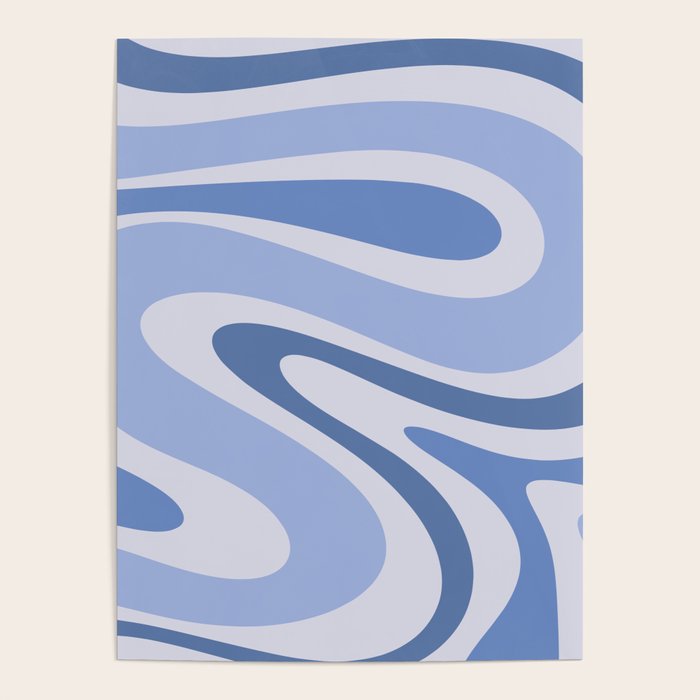 Retro Swirls Periwinkle Blue Abstract Poster – Society6