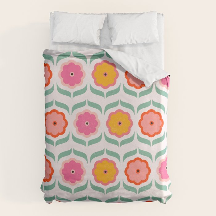 Bright Retro Geometric Pattern Duvet Cover – Society6