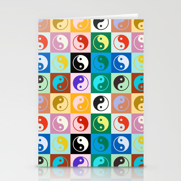 Checkered Yin Yang Pattern (Color Block Version) Stationery Card – Society6