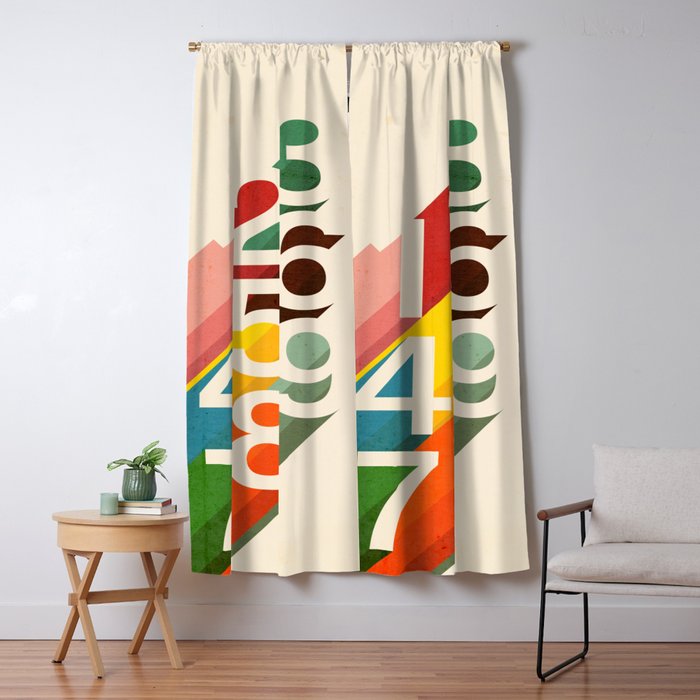 Retro Numbers Window Curtain – Society6