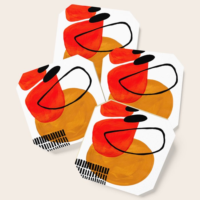 Mid Century Modern Abstract Vintage Pop Art Space Age Pattern Orange Y ...