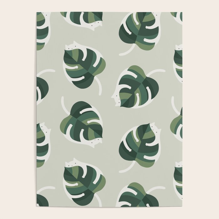 Monstera Cat pattern 1 Poster – Society6