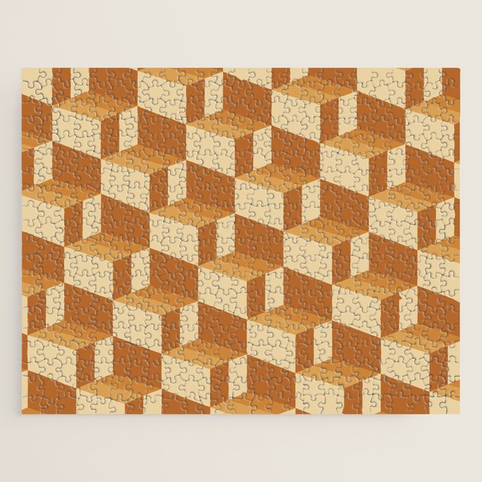 Cuboid Geometric Abstract Shapes Pattern XIII Jigsaw Puzzle – Society6