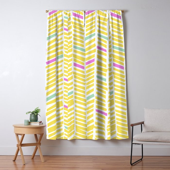 Herringbone Yellow Window Curtain – Society6