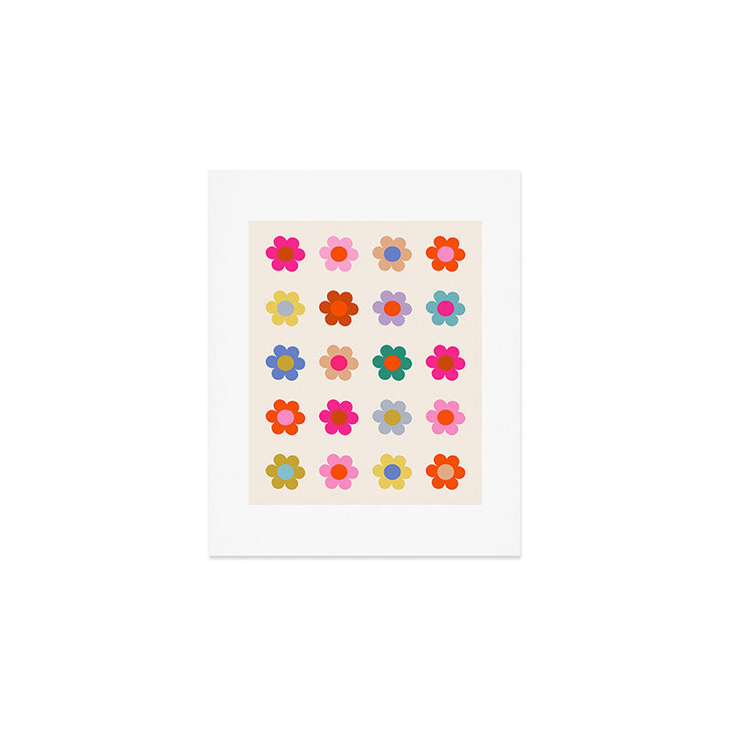 Retro Floral Colorful Print Preppy Aesthetic Decor Abstract Flowers Ar ...