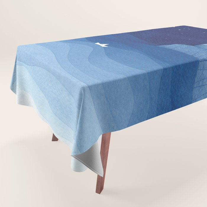 Lighthouse & the paper boat, blue ocean Tablecloth – Society6