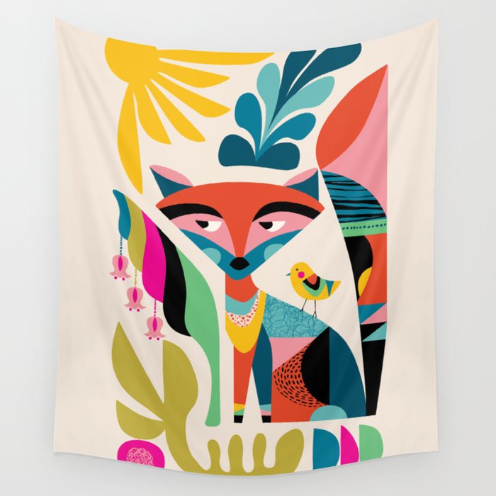 Mid Century Fox Wall Tapestry – Society6
