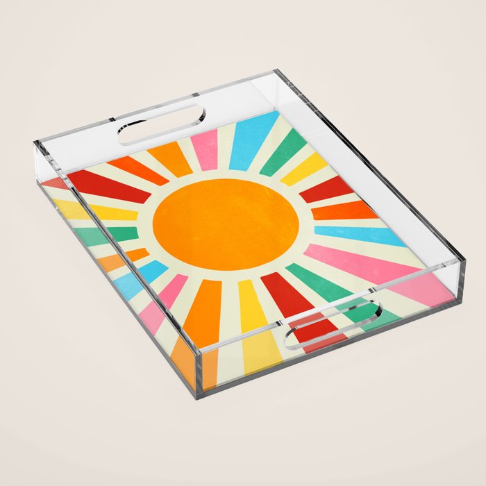 Retro Sunrise: Rainbow Edition Acrylic Tray – Society6