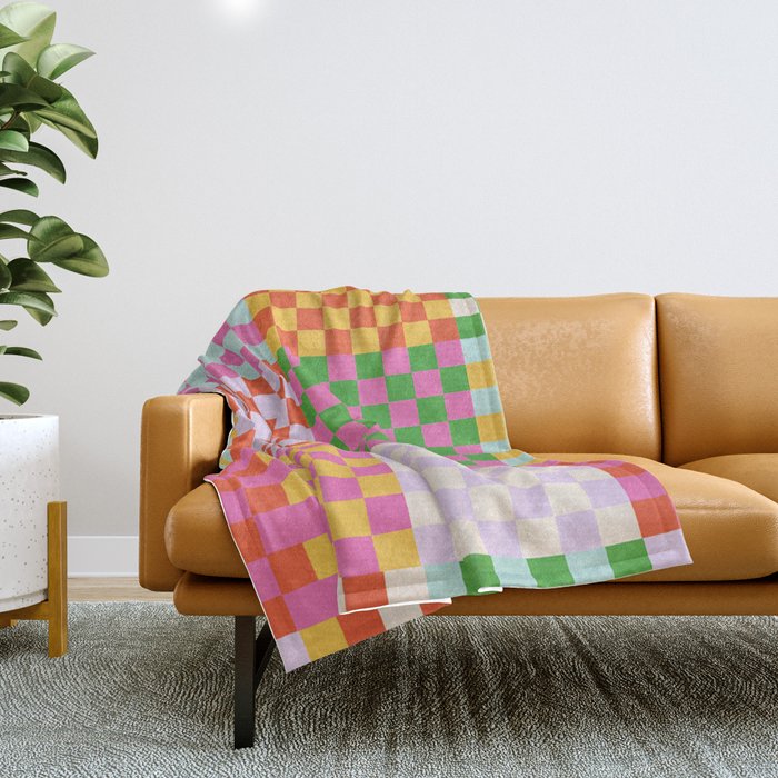 Happy patchwork Throw Blanket – Society6